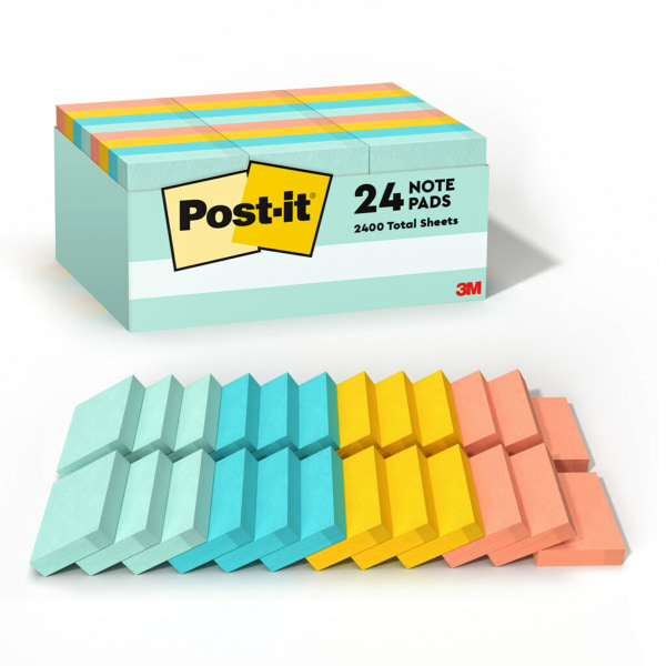Post-it Notes, 1 3/8 in x 1 7/8 in, 24 Pads, 100 Sheets/Pad, Clean ...