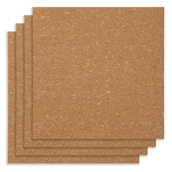 Cork Wall Tiles, 12" x 12", Pack Of 4 Tiles - Zerbee