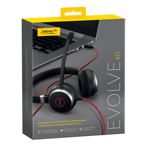 Jabra EVOLVE 40 UC SME Headset - Stereo - Mini-phone (3.5mm) - Wired ...