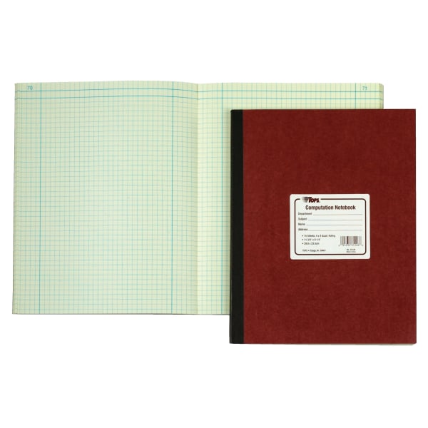 TOPS™ Computation Notebook, 11 3/4" x 9 1/4", 4 x 4 Quad, 75 Sheets ...