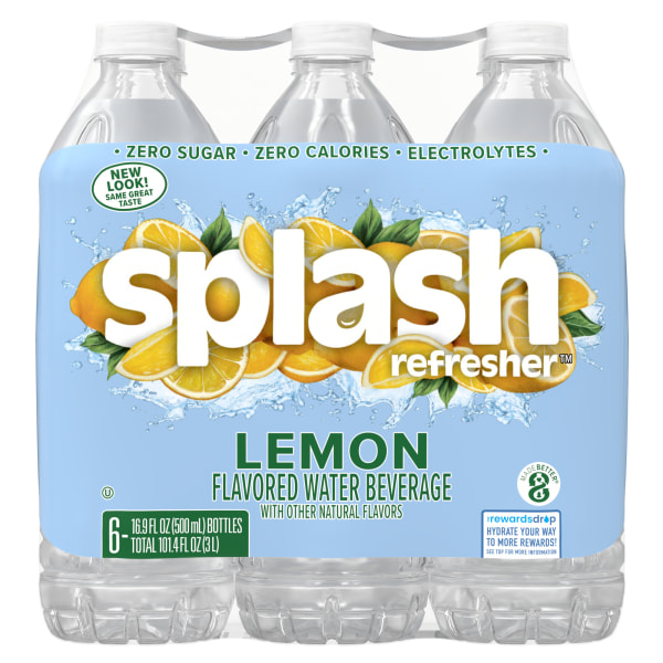 Splash Refresher Lemon Flavor Water Beverage 16.9 FL OZ Plastic Bottle ...