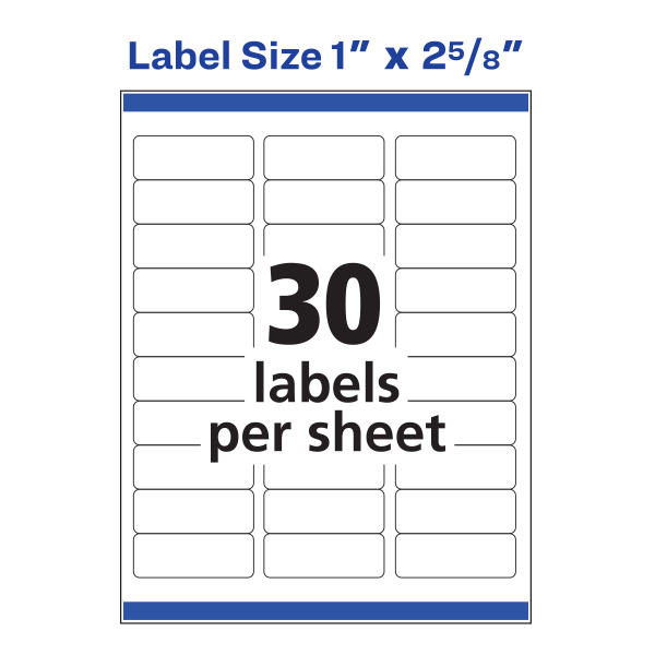 Avery® Easy Peel® White Laser Address Labels, 5960, 1" x 2 5/8", Box Of ...
