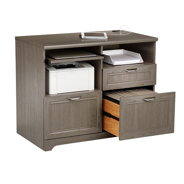 Realspace Magellan 30 H x 36 5 16 W x 21 1 8 D Tech Station Printer Stand 2.0 Gray Zerbee