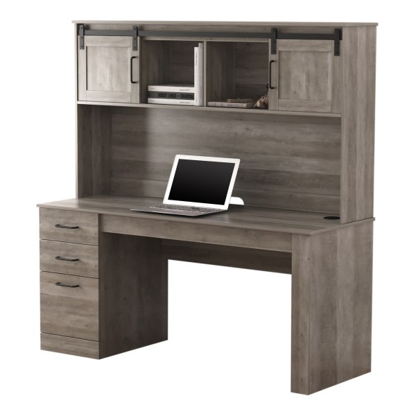 Realspace Pelingo 56 W Computer Desk With Hutch Dark Gray Zerbee