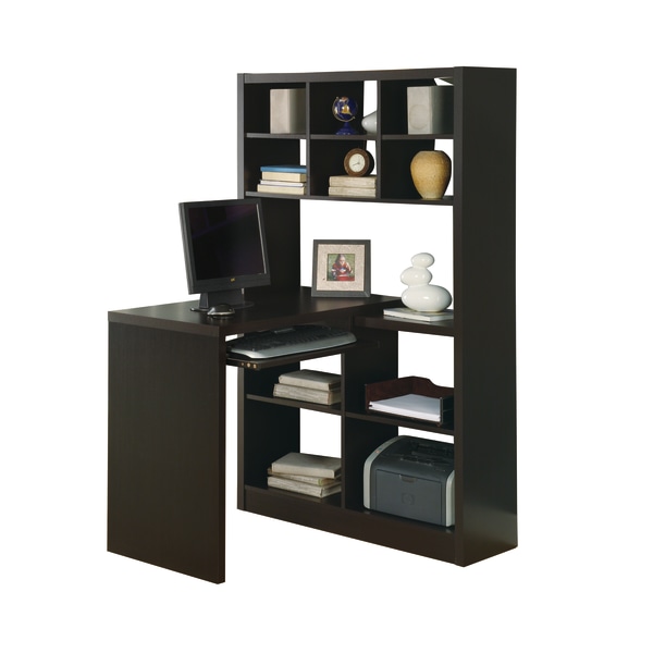 Monarch Specialties 38 W Corner Desk With Built In Shelves Cappuccino Zerbee